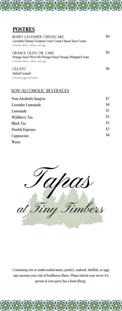 Tapas - Tiny Timbers Resort