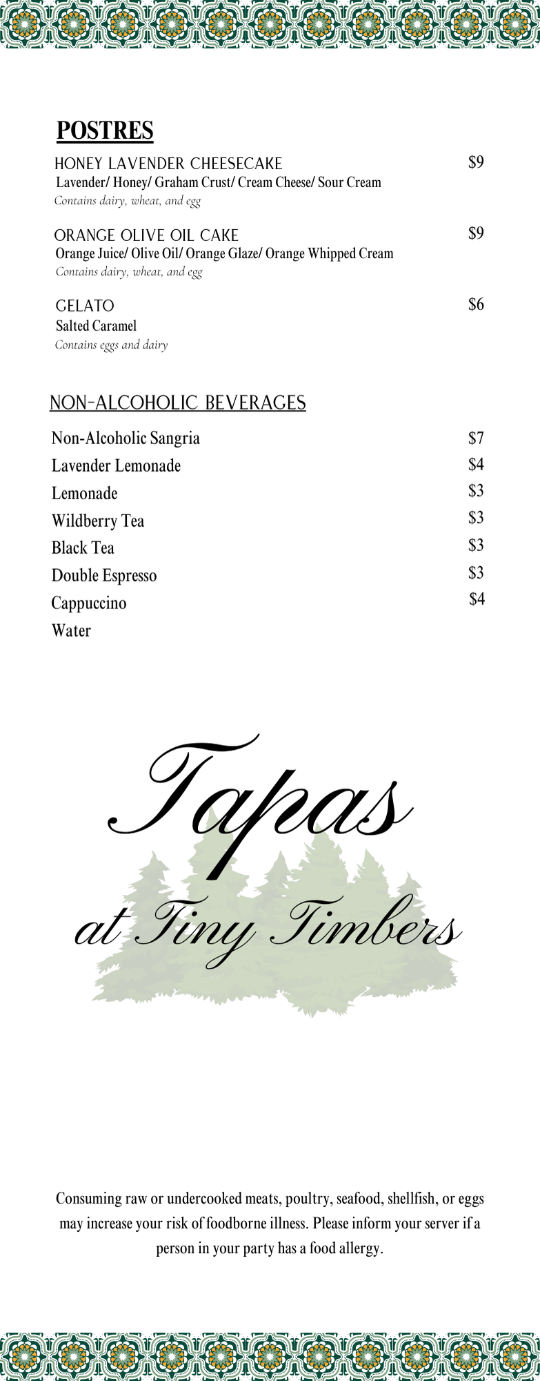 Tapas - Tiny Timbers Resort