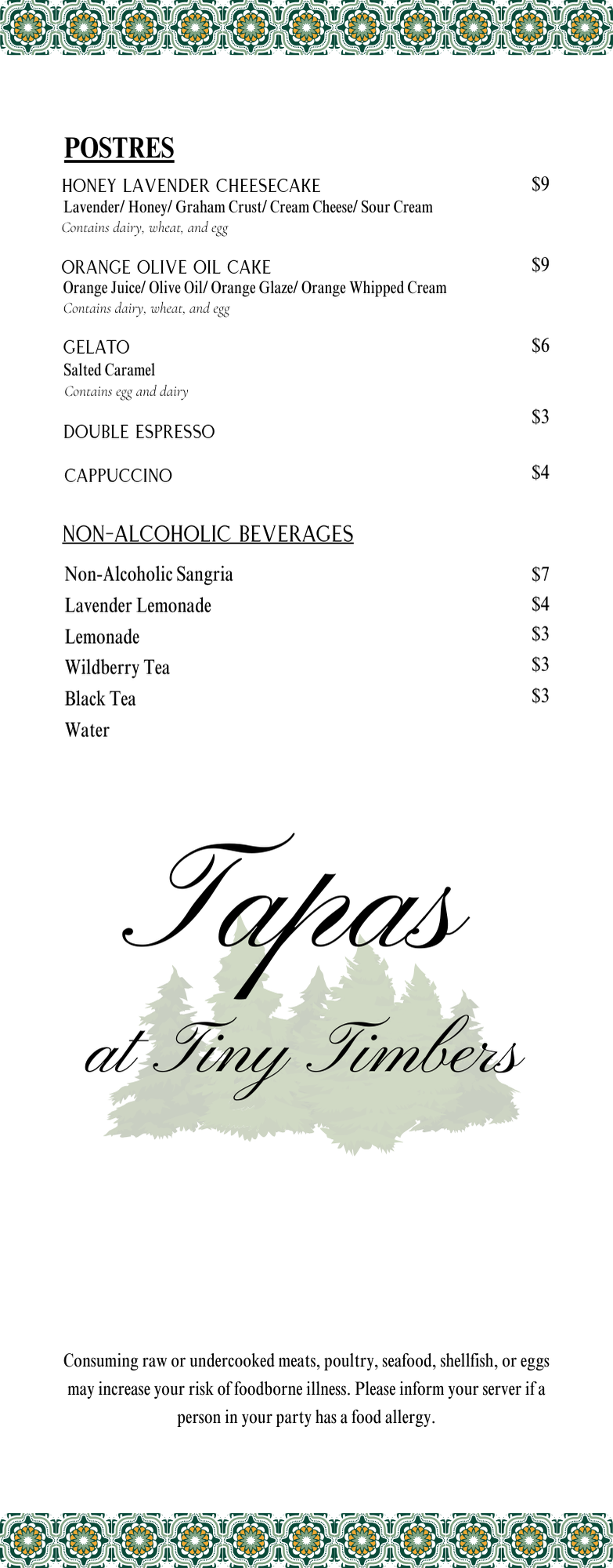 Tapas - Tiny Timbers Resort
