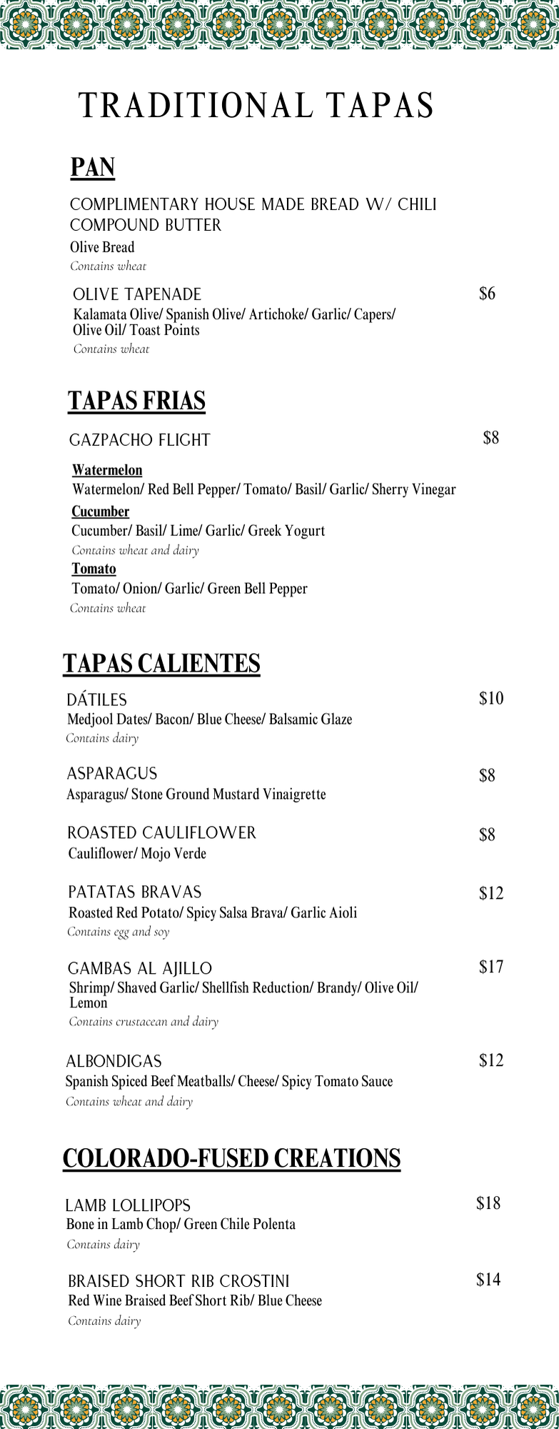 Tapas - Tiny Timbers Resort